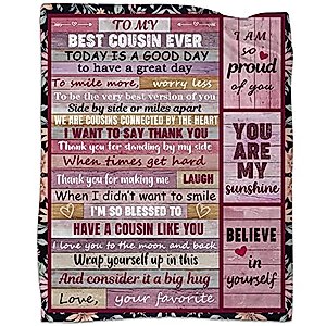 to My Cousin Throw Blanket Cousin Gifts for Women Valentine's Day Birthday Gifts Blankets for Cousin Soft Warm for Fall Winter Spring 50"x60"