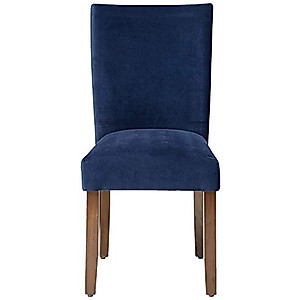 HomePop Parsons Classic Upholstered Accent Dining Chair, Set of 2, Navy Velvet