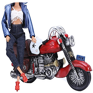 YAMASO Leather Coat Suit Pack,Cool Wild Motorcycle Style Couple Clothes for 11.5″ Girl Dolls and 12″ Boy Doll（Doll and Motorcycle not Included）