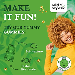 Wild & Organic Iodine Gummies 250mcg - Immune Support Complex w/Potassium Iodide - Selenium Zinc Iodine Supplement for Immunity & Overall Support - 60 Vegan, Pectin-Based Gummies