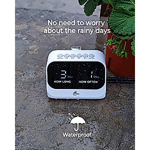 Automatic Watering System for Potted Plants, Plant Waterer, DIY Drip Irrigation Kit with Smart Timer, Waterproof LED Display & Large Capacity Battery, Precise Distribution of Water, White
