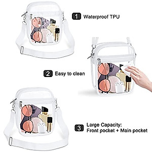 KETIEE Clear Bag Stadium Approved, Clear Crossbody Bag with Adjustable Strap Clear Purse for Women Clear Stadium Bag for Concerts Sports Festivals(White)