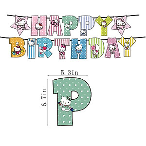 147Pcs Cartoon Cat Theme Party Supplies For Girls,Birthday Party Decorations,Includes banners, spirals, backdrops, tablecloths, plates, knives, forks and spoons, stickers, foil balloons, cake toppers