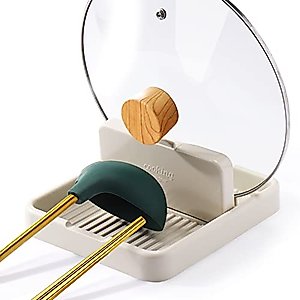 AIERSA Spoon Rest with Lid Holder for Stove Top (1 Pack)Spatula Ladle Pot Lid Utensil Rest for Countertop,Kitchen Gadgets Accessories for Cooking