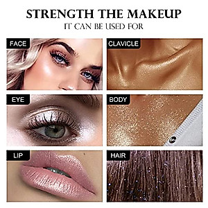 NewBang Polvo De Hadas Highlighter Powder Stick Makeup,Body Glitter Shimmer and Shine High Gloss Blush Contour Makeup,Smooth Sparkle Patting Powder for Face Eyes Lips Hair Body Glow -3 Colors