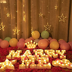 Laerjin Light Up Letters, Marquee Letters with Lights, Decorative Led Light Up Number, Light Up Number Sign for Night Light Wedding Birthday Party Christmas Home Bar - Letter Lights-K