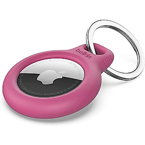 Belkin AirTag Case with Key Ring, Secure Holder Protective Cover Pink, 1 Pack & AirTag Case with Key Ring, Secure Holder Protective Cover for Air Tag with Scratch Resistance Accessory (2 Pack) - Blue