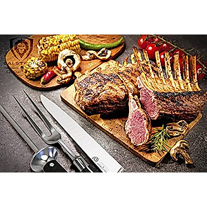 Dalstrong Carving Knife & Meat Fork Set - Gladiator Series Elite - 8" Honing Rod - Forged HC German Steel - 9 inch Carving Knife & Sheath - Hollow Ground Carving Set - Matching Fork - NSF Certified