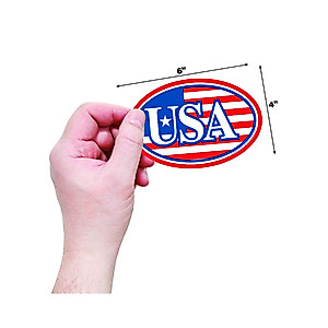 Prismatix Patriotic Magnet - American Flag with Bright Colors - Long Lasting Magnets for Cars - Refrigerator Car Decals - Well Designed Magnetic Fridge Decal-Made in USA (6" x 4", in God We Trust)