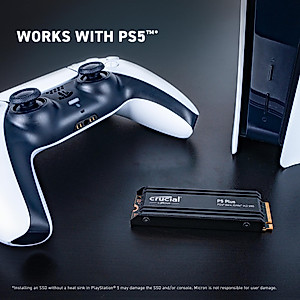 Crucial P5 Plus 1TB Gen4 NVMe M.2 SSD Internal Gaming SSD with Heatsink, Compatible with PlayStation 5(PS5) - up to 6600MB/s - CT1000P5PSSD5