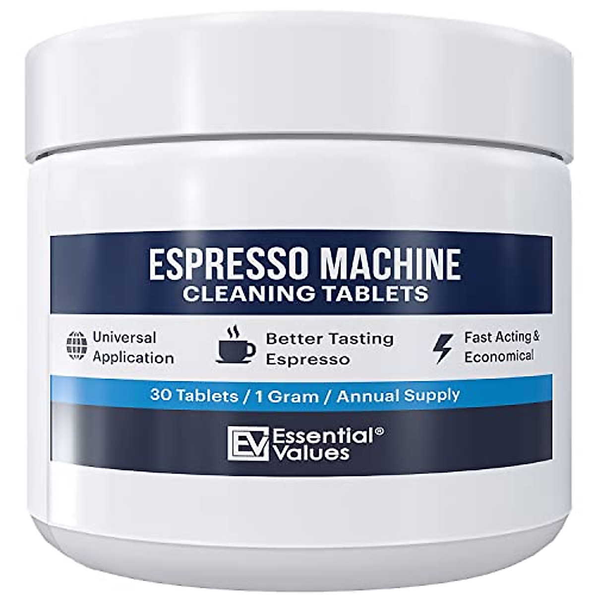Essential Values Espresso Machine Cleaning Tablets (30 Tablets), For Jura, Miele, and Breville Espresso Machines - Made in USA