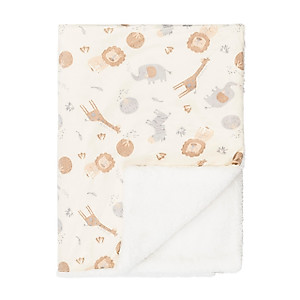 EVERYDAY KIDS Large Safari Soft Baby Boy Blanket with Neck Pillow Micro Mink and Sherpa Warm Baby Travel Blanket 40 x 30” with Newborn to Toddler Size Neck Support Travel Pillow