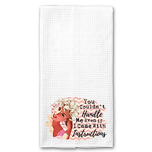 You Couldn't Handle me, Even if I came with Instructions Funny Vintage 1950's Housewife Pin-up Girl Waffle Weave Microfiber Towel Kitchen Linen Gift for Her BFF