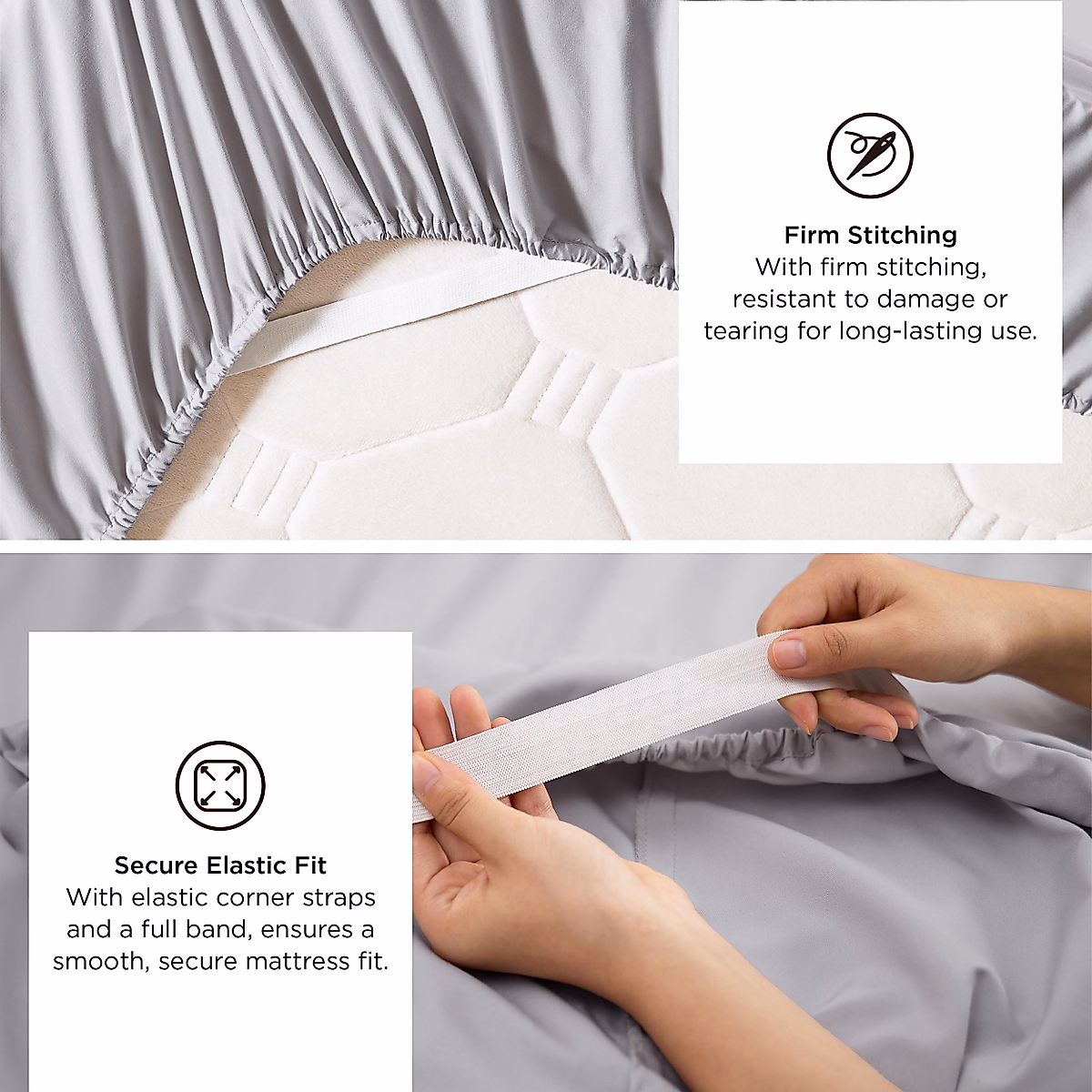 Bedsure Deep Pocket Full Size Bed Sheets Set - Fits Mattresses Up to 21 Inches Thick - 4 Piece GentleSoft™ Bed Sheets, Moisture Wicking, Cooling Bedsheet & Pillowcases, Easy & Secure Fit, Light Grey