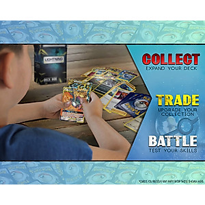 Lightning Card Collection Water Collection - 50 Assorted Cards Plus 5 Rare Water Cards and 1 Water Ultra-Rare Card with LCC Box Compatible with Pokemon Cards