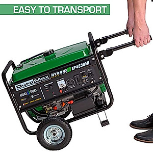 DuroMax XP4850EH Generator-4850 Watt Gas or Propane Powered-Electric Start-Camping & RV Ready, 50 State Approved Dual Fuel Portable Generator, Green