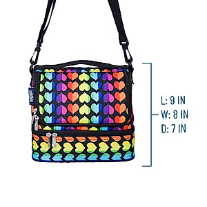 Wildkin Two Compartment Insulated Lunch Bag for Kids – School & Travel Ready - Rainbow Hearts