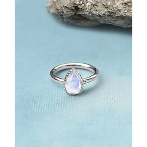 YoTreasure Moonstone Ring Solid 925 Sterling Silver Gemstone Jewelry