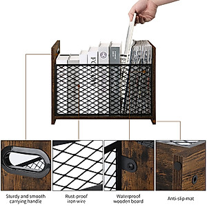 YINMIT Magazine Holder, Magazine Rack for Desktop and Home Office, Farmhouse File Storage Basket for Letters, Magazines, Books, Newspapers (Large)