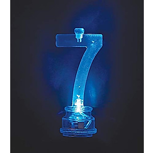 Unique Number 7 Flashing Candle Holder & Candles, 3", Multicolor