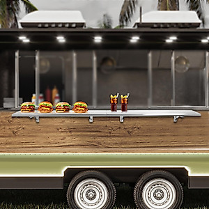 Folding Concession Shelf, 96" x 12" Stainless Steel Durable Wall-Mounted Serving Window Shelf Stand, Kitchens Storage Rack, Heavy-Duty 132 lbs Load Capacity Shelving for Food Trucks Trailers