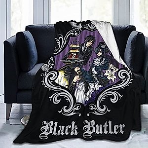 shandongqimingnongyeke Ultra Soft Flannel Fleece Throw Blanket for Kids Boys Adults,Black Butler Baton Lightweight Warm Winter Anti-Static Blankets for Bed Couch Sofa Living Room Bedroom