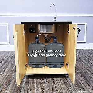 FixtureDisplays Portable Sink Self Contained Hand Wash Station Mobile Sink Water Fountain Portable Sink Water Supply w/Pump 110V Power Caulk All Places to Water Proof 10122-NPF