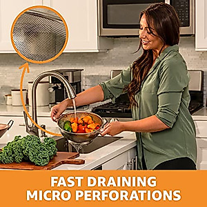 PriorityChef Colander, Stainless Steel Kitchen Strainer For Washing Rice, Pasta And Small Grains, 3 Quart