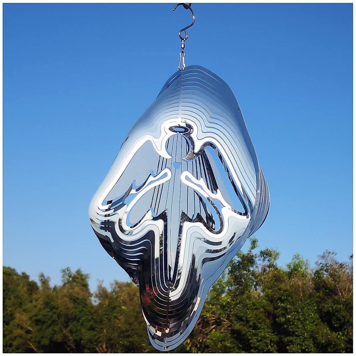 DJUAN Wind Spinners for Yard and Garden Metal Large Hanging Heart and Angel Outdoor Garden Decor