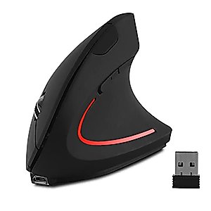 FLY WAY Ergonomic Vertical Wireless Mouse, Rechargeable 2.4GHz Optical Mice 800/1200/1600 DPI 6 Buttons for Laptop, PC, Computer, Desktop, Notebook