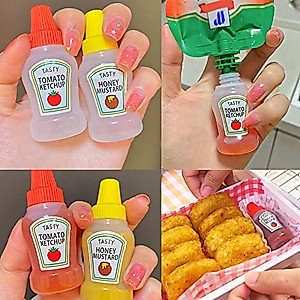 Niurewan 8 Pcs Mini Ketchup Bottles,25ml Condiment Squeeze Bottle,Plastic Portable Containers Bottle for Adults,Office,Lunchbox,Picnic,Oil,Soy Sauce,Honey,Salad Dressing
