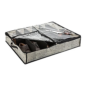 Simplify Black 12 Pair Under The Bed Box/Bag, Shoe, Space-Saving, Storage Solution, Closet Organizer, Made with Breathable Material