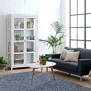 YUFANUHO Blue Area Rugs for Living Room, Ultra Soft 5x7 Feet Blue Grey Shaggy Rugs for Bedroom, Kids Room, Home Decor High Pile Velvety 5'x7' Shag Carpets Blue/Grey