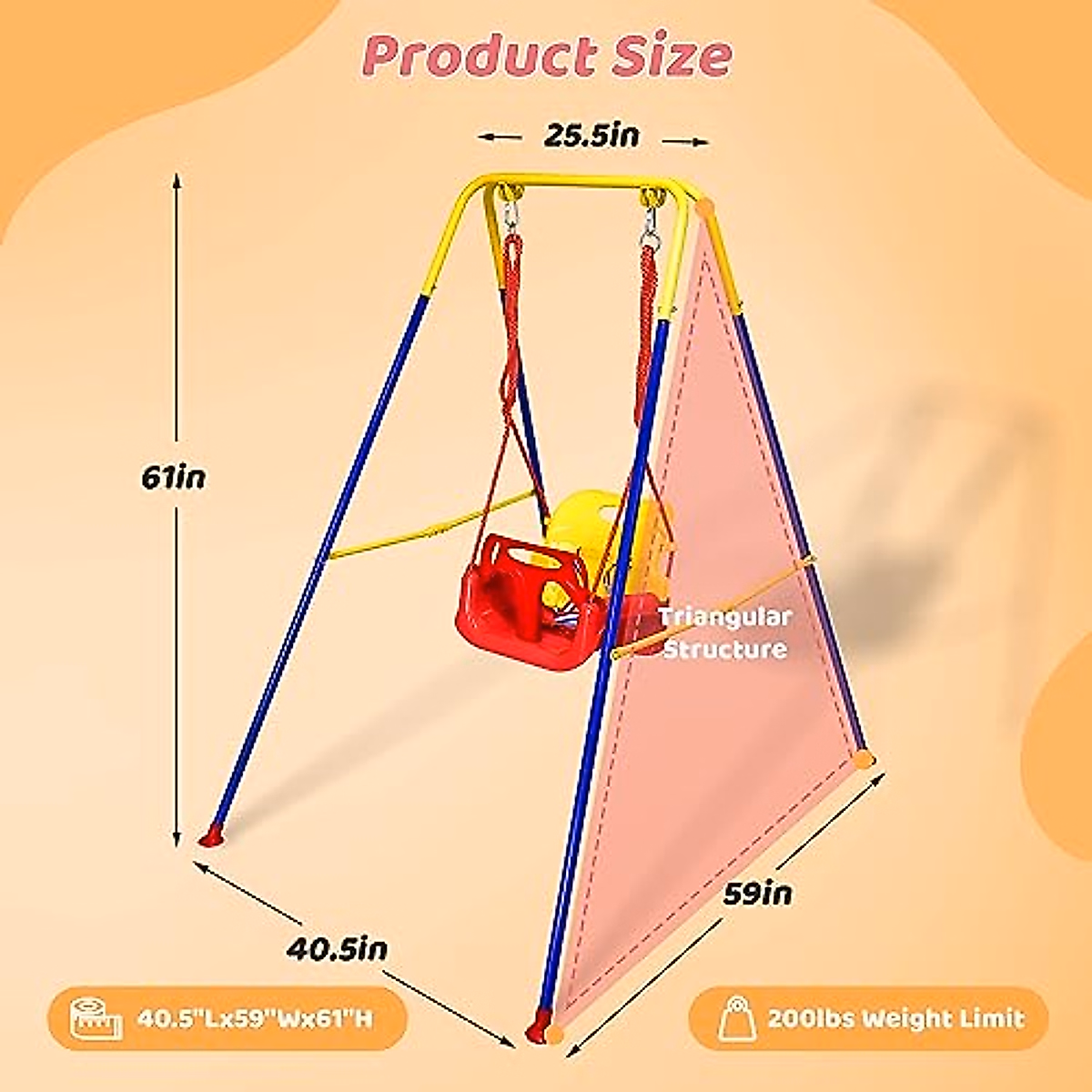 HHNAEJX 4-in-1 Toddler Swing Set and Baby Jumper, Baby Swing Stand Indoor/Outdoor Play,Anti-Flip Snug & Easy to Assemble Infants to Teens Kids Swing Seat for Playground