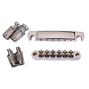 Chrome Roller Saddle Tailpiece Chrome for LP SG Style Electric Guitar Replacement Parts (Silver)