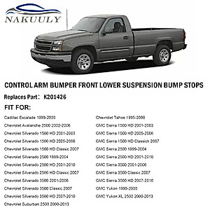 Nakuuly Front Lower Suspension Control Arm Bumper Stops Compatible with Chevrolet Silverado GMC Sierra 1500HD 2500HD 3500HD Yukon XL Tahoe Cadillac Escalade Avalanche Suburban Replaces K201426