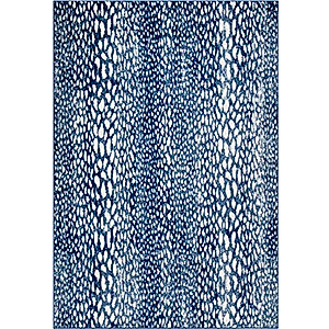 Abani Area Rug - 4x6 - Antelope Collection - Indoor Use - Blue & Cream Animal Print - Medium Pile-Turkish Made-Stain & Shed Resistant Livingroom Bedroom Kitchen Office-Safe for Kids & Pets-Soft Feel