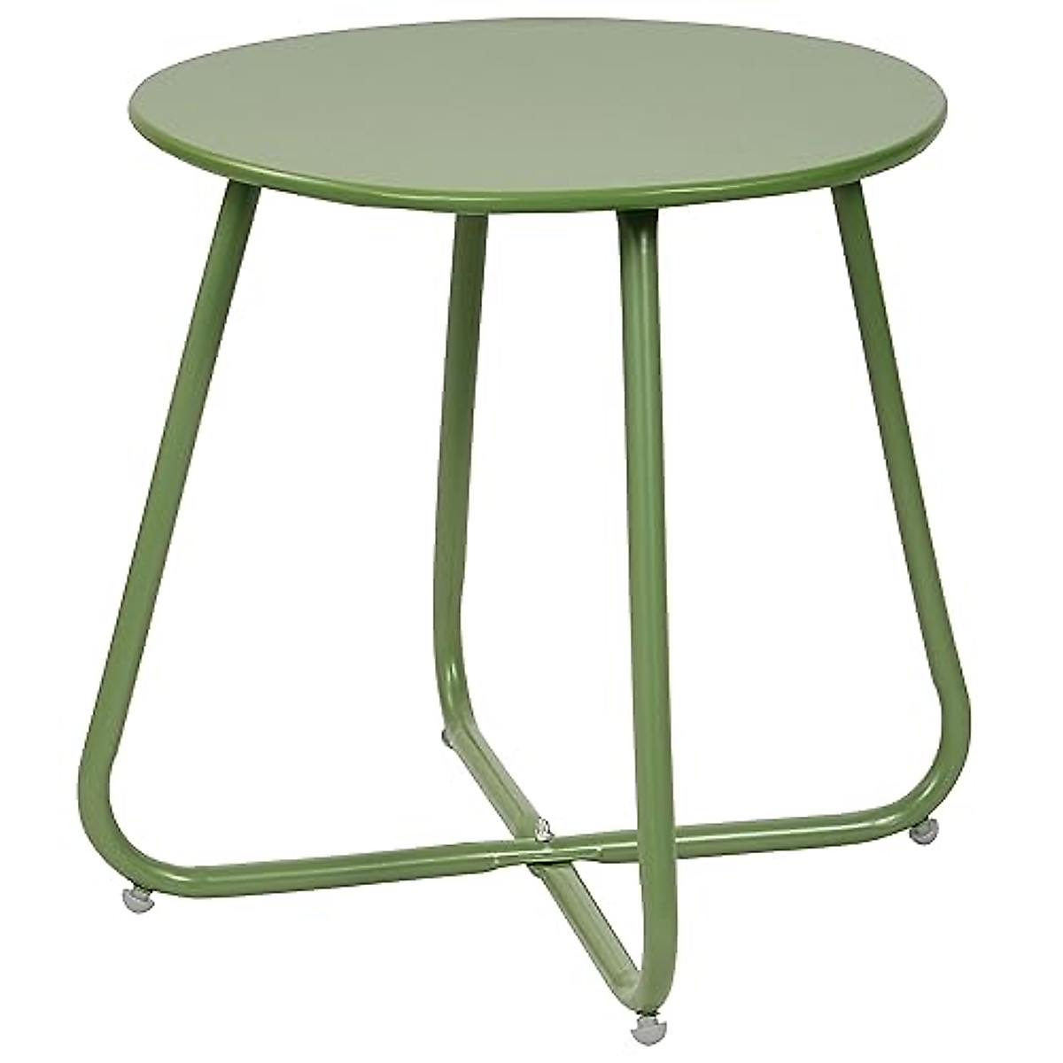 Elevon Weather Resistant Outdoor 17.5” Round End Accent Table for Bistro Balcony, Sage Green