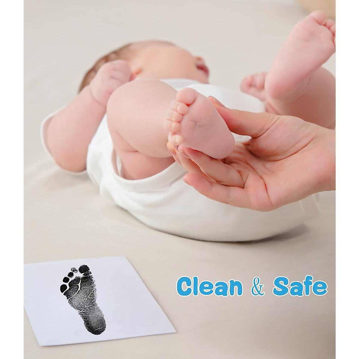 Zemiu Baby Handprint and Footprint XL Size Kit,2 Pcs Baby Handprint Ink Pads with Clean-Touch & 6 Imprint Cards Safe for Baby Keepsake,Pet Paw Print