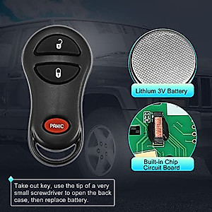 X AUTOHAUX 2pcs GQ43VT9T 315MHz Replacement Keyless Entry Remote Car Key Fob for Dodge for Ram 1500 2500 3500 1999-2002 for Durango Dakota 1999-2000 3 Buttons 56045497