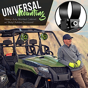 Pyle 2-Way Dual Waterproof Off-Road Speakers - 4" 800W Marine Grade Wakeboard Tower Speakers System w/RGB Lights & Remote, Full Range Outdoor Audio Stereo Speaker for ATV/UTV, Jeep, Boat PLUTV44BTR