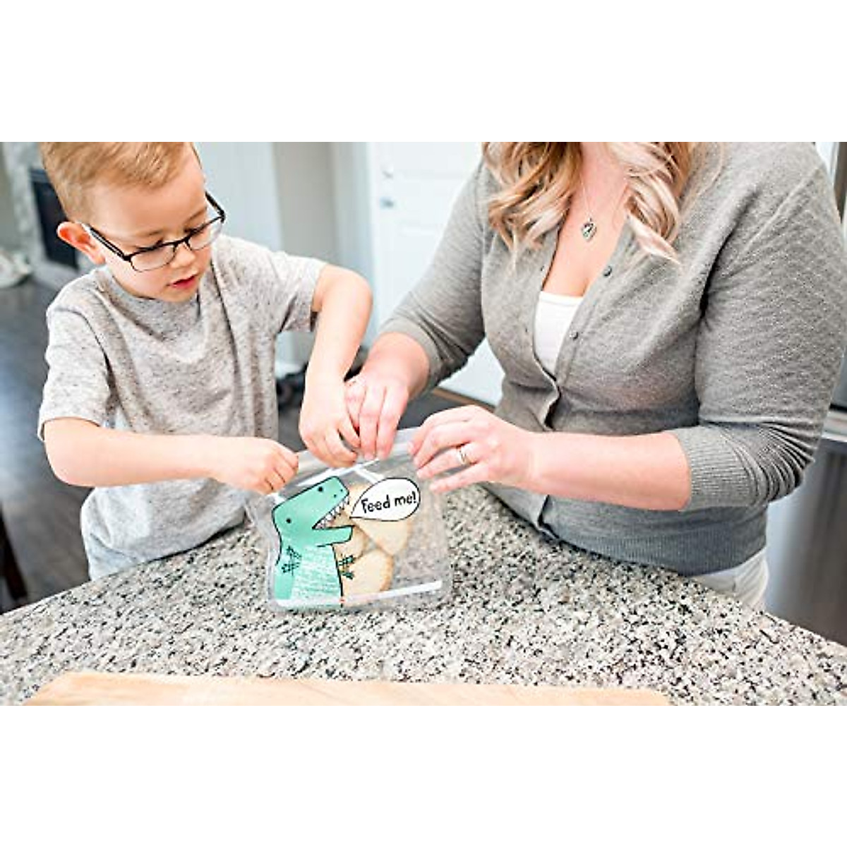 Full Circle Ziptuck Reusable Multi-Use Leak Food-Safe Storage, BPA-Free, Set of 2 Sandwich Bags, Dinosaur