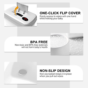 Wipe Warmer Baby Wet Wipes Dispenser : High Capacity LED Display Silent Heating - Wipes Diaper Warmer with Adapter for Baby Infant