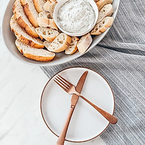 Mora Ceramic Flat Plates Set of 6-8 in - The Dessert, Salad, Appetizer, Small Lunch, etc Plate. Microwave, Oven, and Dishwasher Safe, Scratch Resistant. Kitchen Porcelain Dish - Vanilla White