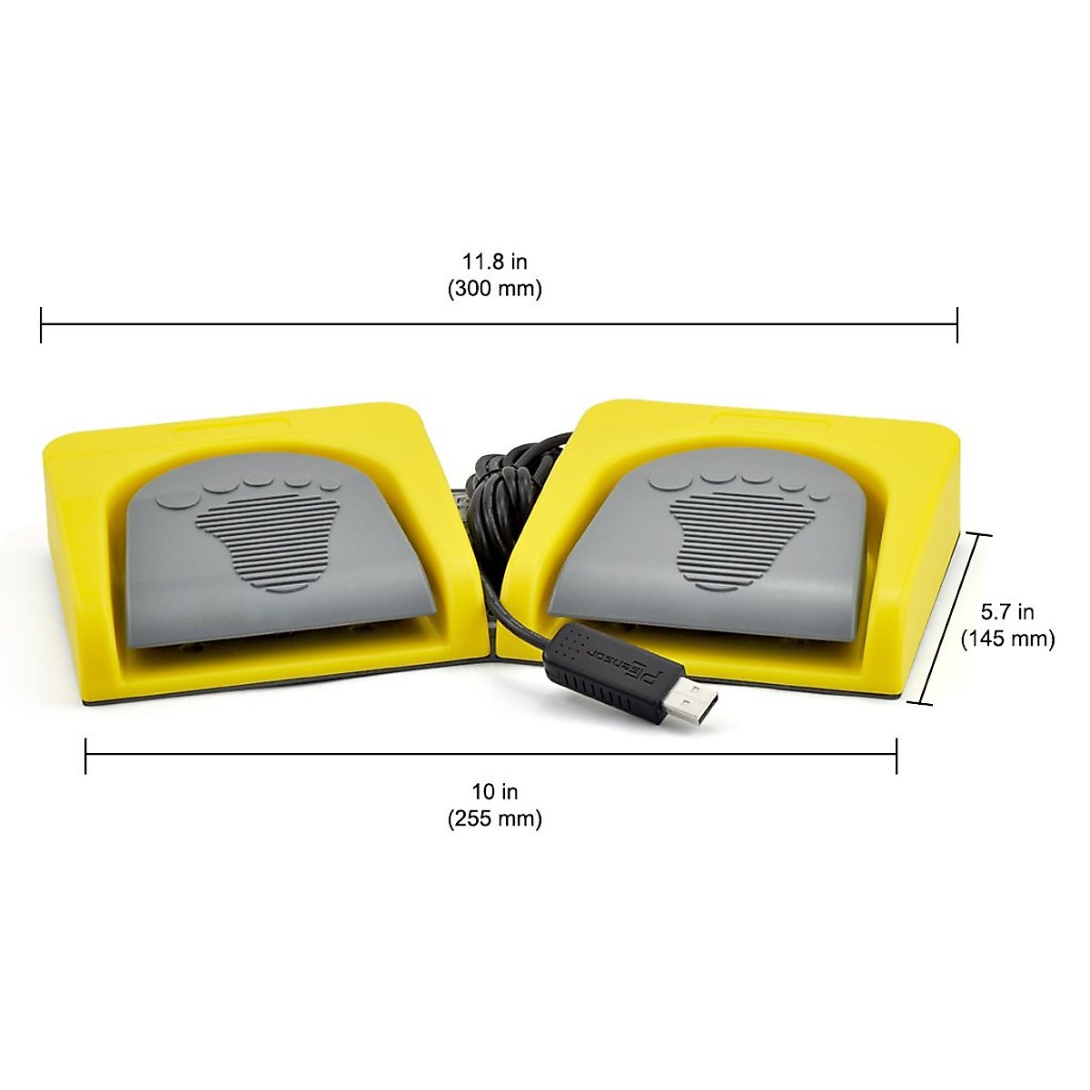 iKKEGOL USB Double 2 Foot Switch Control Pedal Video Game Customized PC Keyboard Multimedia Key Free Drive HID for Push to Talk Yellow