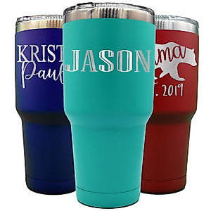 Personalized Tumbler With Lid - 30 oz - Choose Your Design - Vacuum Insulated Travel Coffee Mug - Stainless Steel Double Wall Thermos-custom cups- (Black)