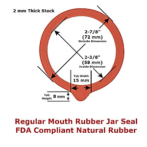 Viceroy Reliable Seal Canning Jar Seals, Fits Clamp-Down Regular Mouth Jars, Pure Natural Rubber Rings, Red, with Tab, 12 Rings per Box (Pack of 1)