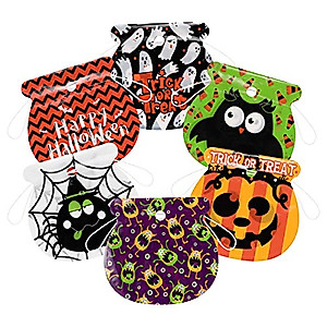 Amosfun 72pcs Halloween Drawstring Treat Bags - Trick or Treat Party Goodie Bags Large Size Candy Bags Halloween Party Favors
