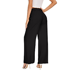FUNYYZO Women Wide Leg Pants High Elastic Waisted in The Back Business Work Trousers Long Straight Suit Pants
