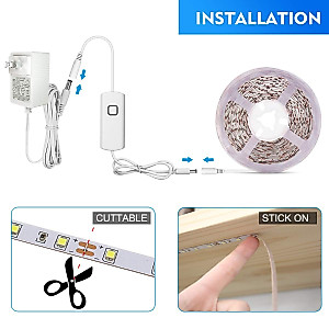 MYPLUS Under Cabinet Led Lighting, 16.4ft LED Strip Lights Kit with Dimmer Control for Kitchen, Cabinet, Shelf, Counter, Bedroom and Décor, Warm White 3000K, 1050LM